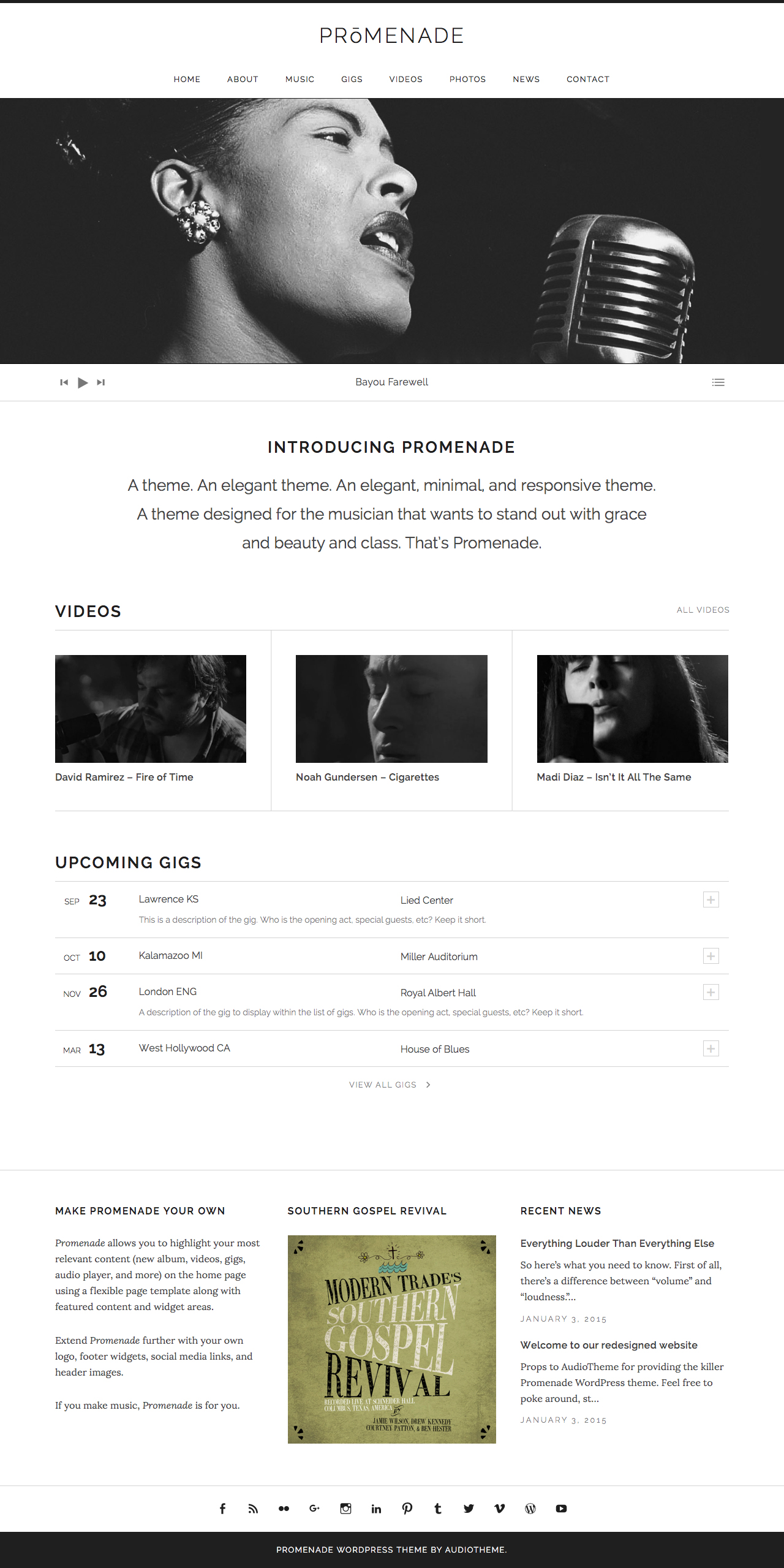 Promenade WordPress Theme for Bands